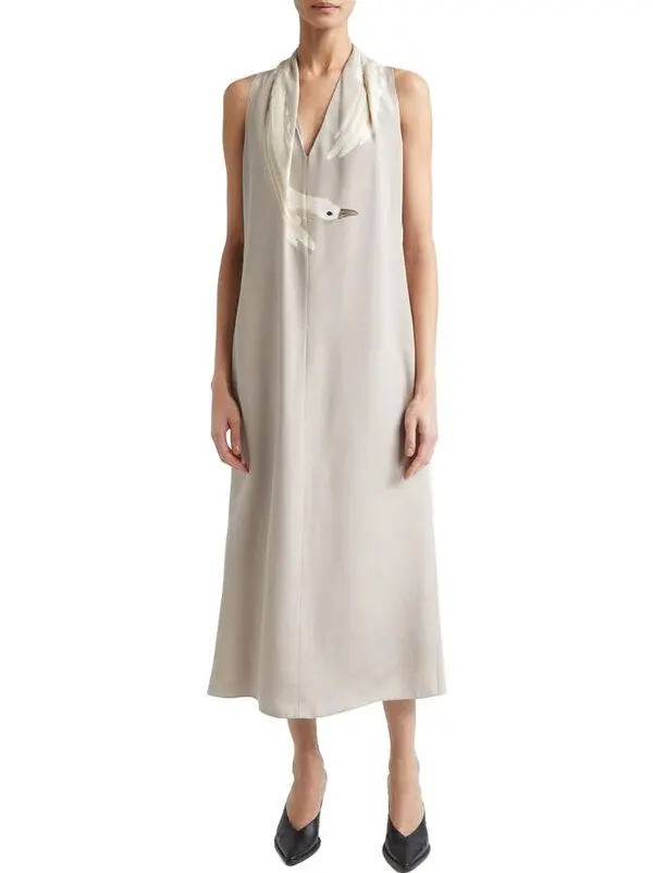 Altuzarra Baker Silk Shift Dress - Tahini Goose