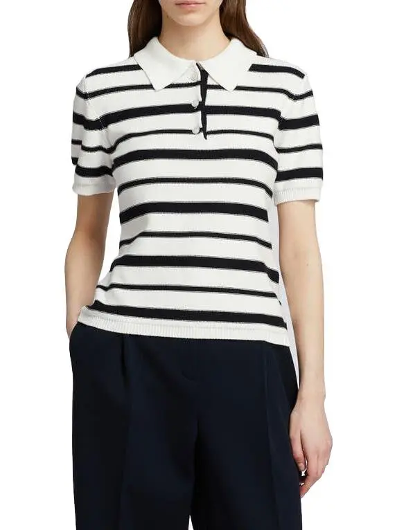 MM BY MAX MARA Carioca Stripe Polo Top - Optical White