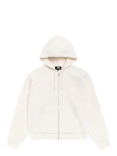 StÜssy Textured Zip Hooded Sweater - Bone