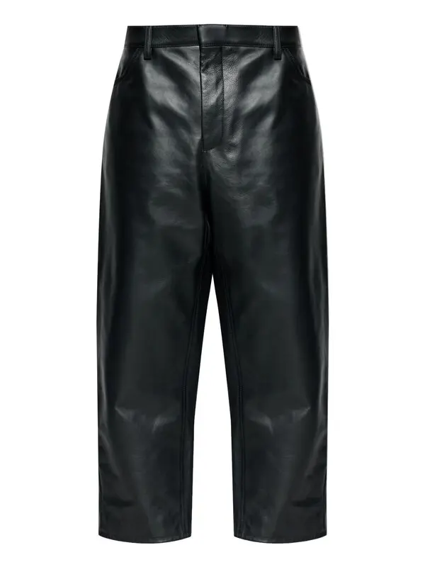JIL SANDER Leather Trousers - Black