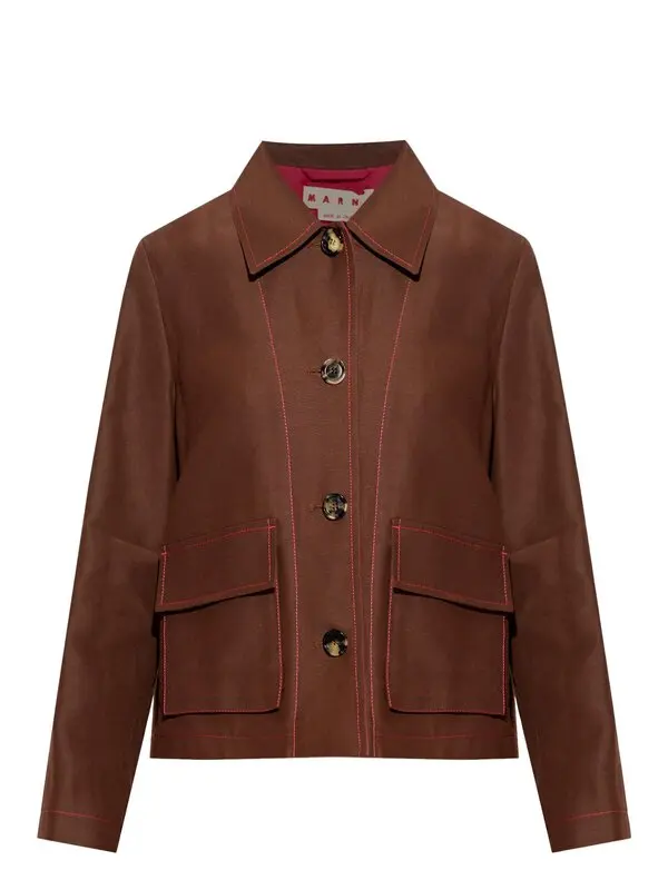 Marni Jacket With Contrast Stitching - Brown