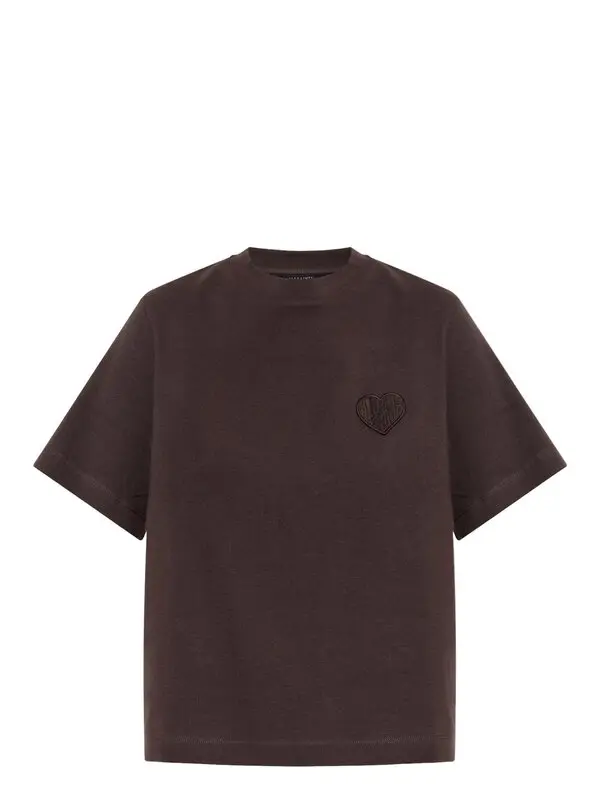 ALLSAINTS T-shirt With Satin Applique - Brown