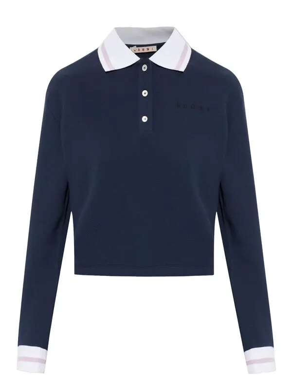 Marni Cropped Logo Polo - Navy Blue