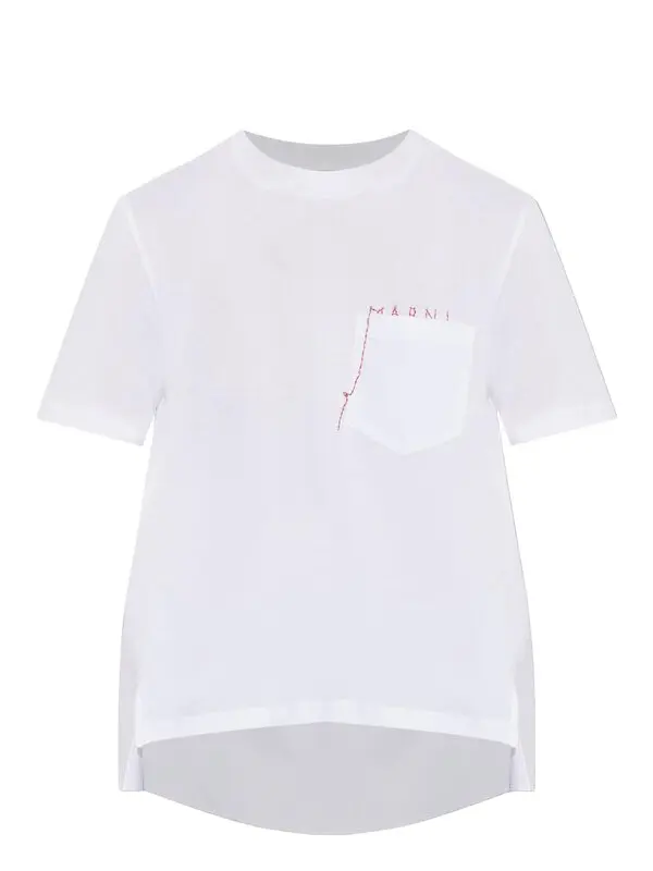 Marni Asymmetrical T-shirt With Logo - White