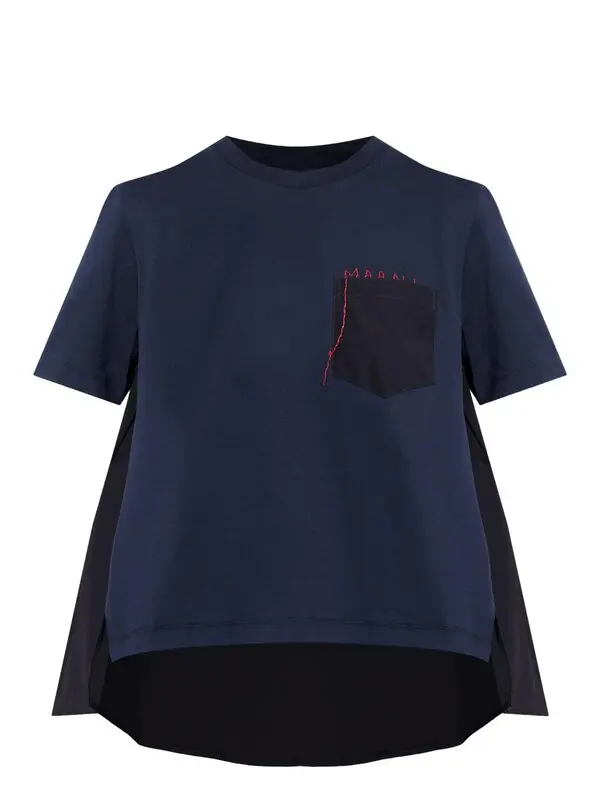 Marni Asymmetric Logo T-shirt - Navy Blue