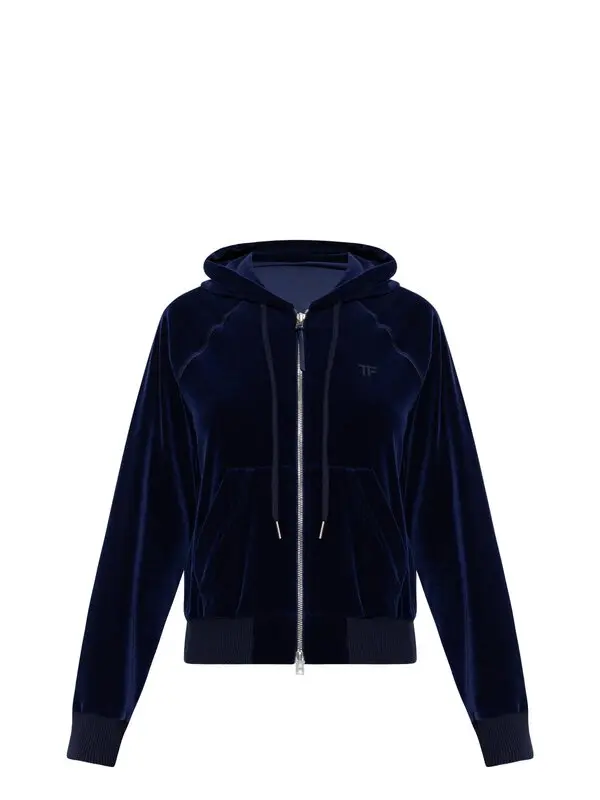 TOM FORD Velour Hoodie - Navy Blue