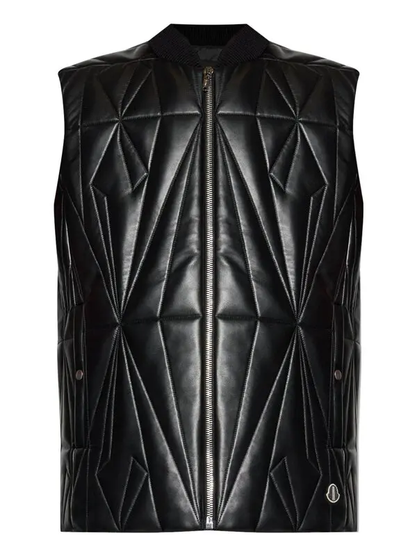 Rick Owens X Moncler Sleeveless Lambskin Leather Vest - Black