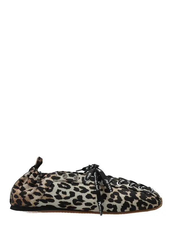GANNI Animal Print Lace-up Ballerina Flats - Brown