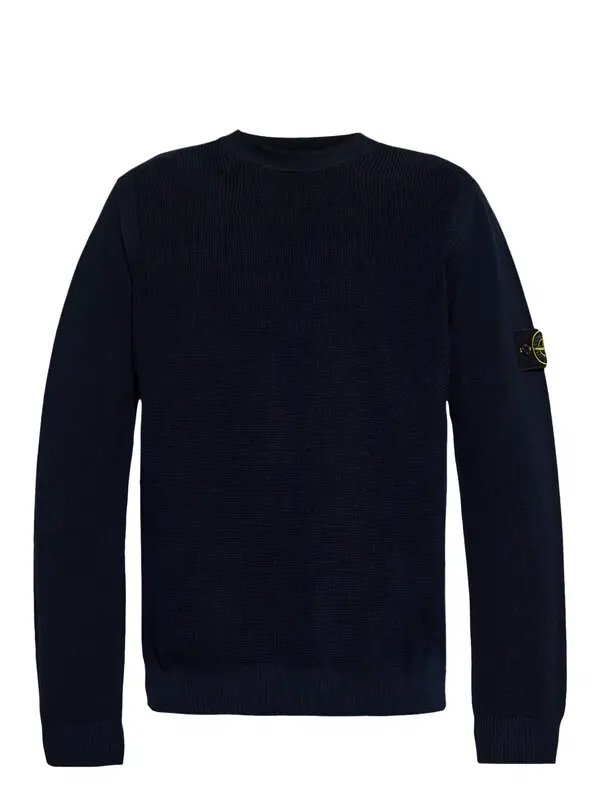 Stone Island Crew Neck Cotton Sweater - Navy Blue