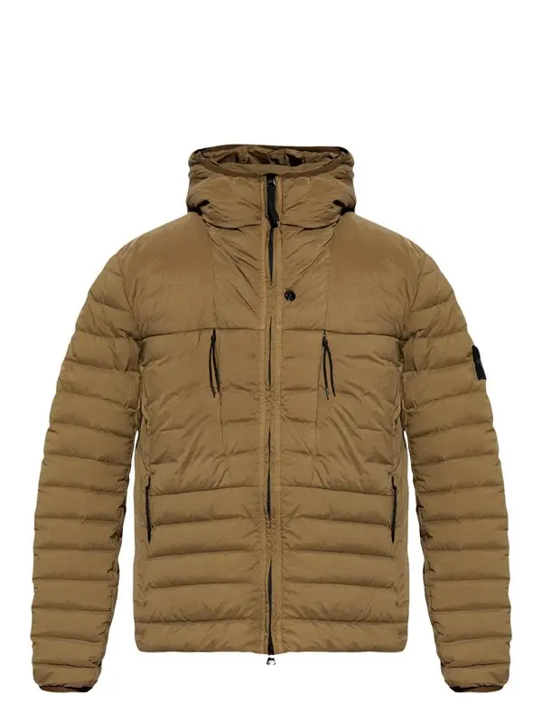 Stone Island Down Jacket With Hood - Brown