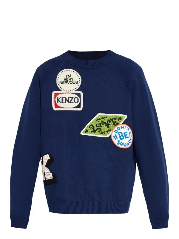 Kenzo Patch Knit Sweater - Navy Blue