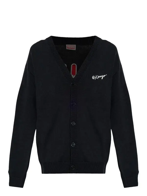 Kenzo Cardigan With Logo - Black