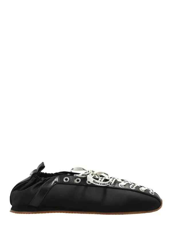 GANNI Lace-up Ballerinas - Black