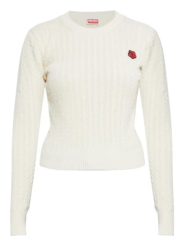 Kenzo Sweater With Embroidered Patch - Cream