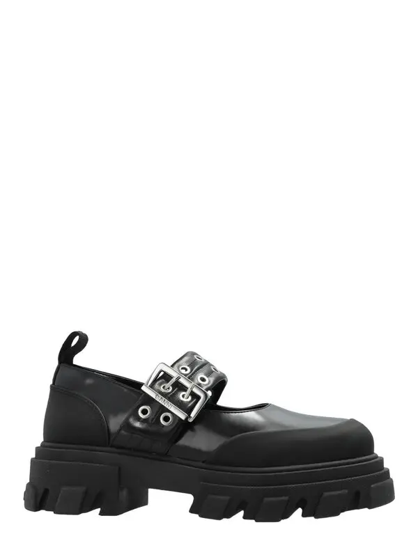 GANNI Eco Leather Mary Jane Platform Shoes - Black