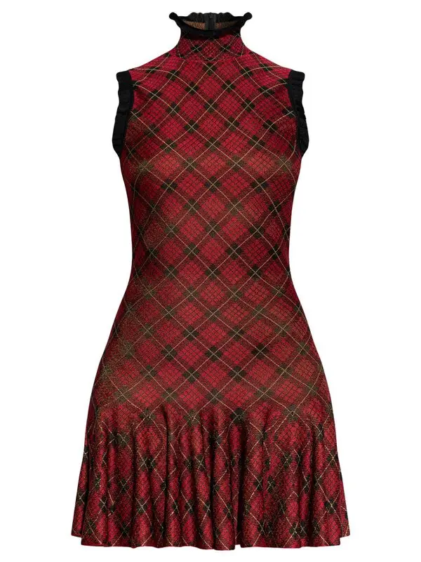 Alexander McQueen Plaid Pattern Dress - Red