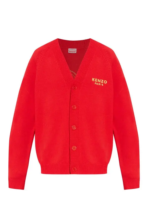 Kenzo Wool Cardigan With Logo - Red