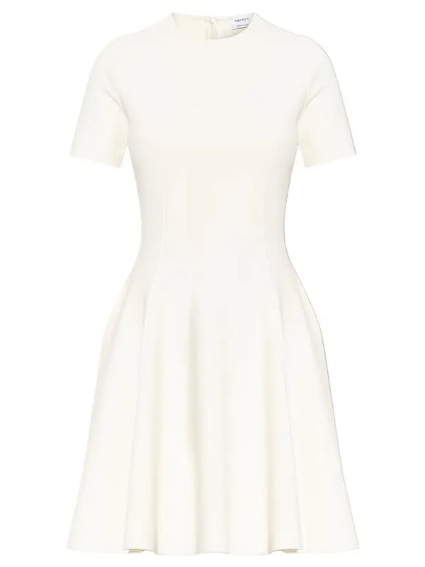 Alexander McQueen Fit & Flare Dress With Decorative Stitching - Cream