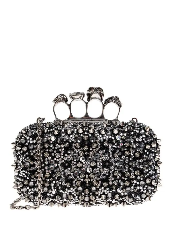 Alexander McQueen Clutch Bag With Crystals And Skull Handle - Black