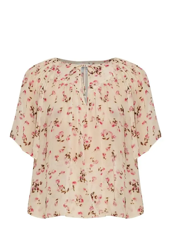 MARANT ETOILE Neslya Floral Viscose Top - Cream