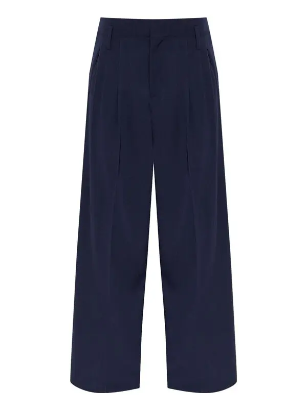 Kenzo Wide Leg Wool Trousers - Navy Blue