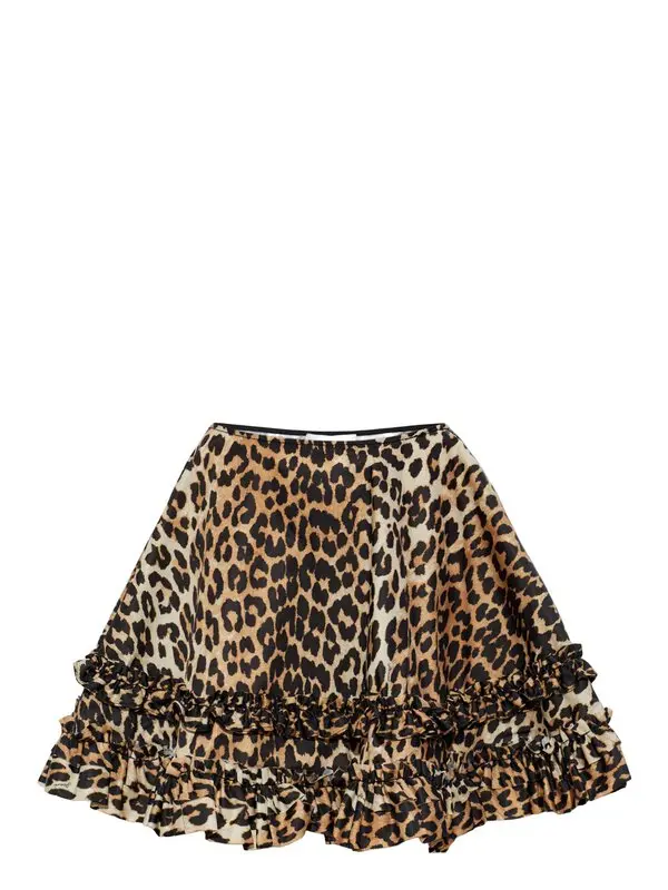 GANNI Ruffled Mini Skirt - Brown