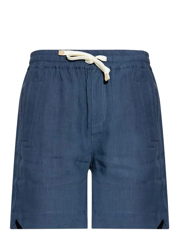 Eleventy Linen Straight Leg Shorts - Blue