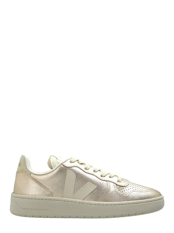VEJA V-10 Prime Leather Sneakers - Gold