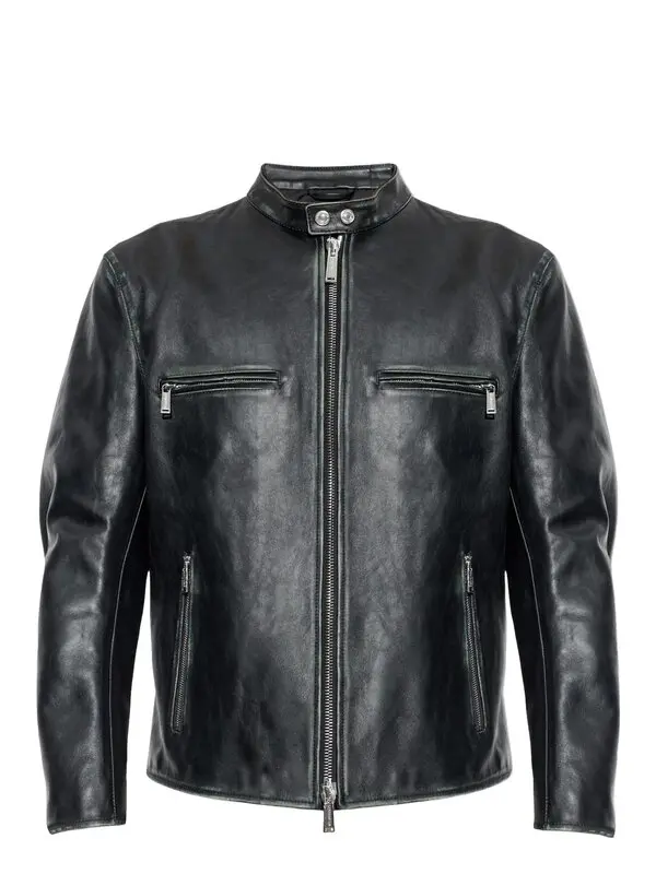 Dsquared2 Leather Jacket With Pockets - Black