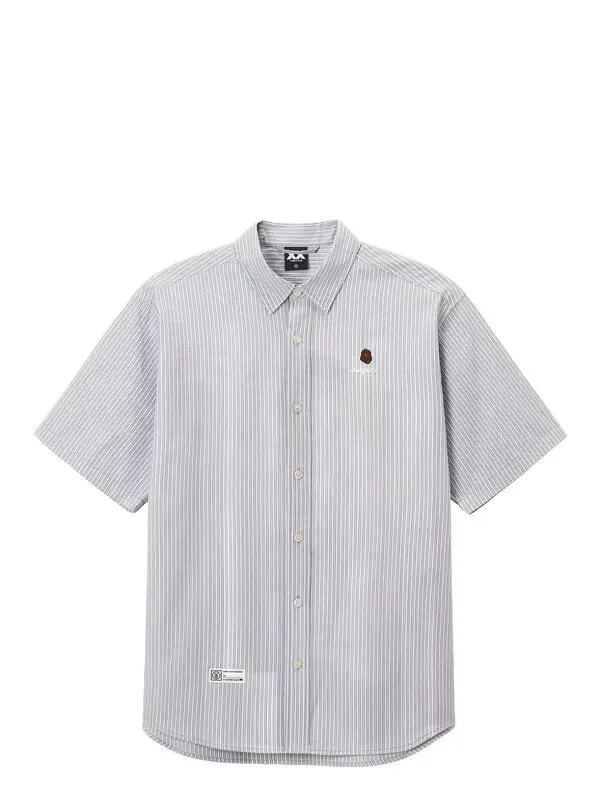 FINGERCROXX Striped Short-sleeve Shirt - Grey