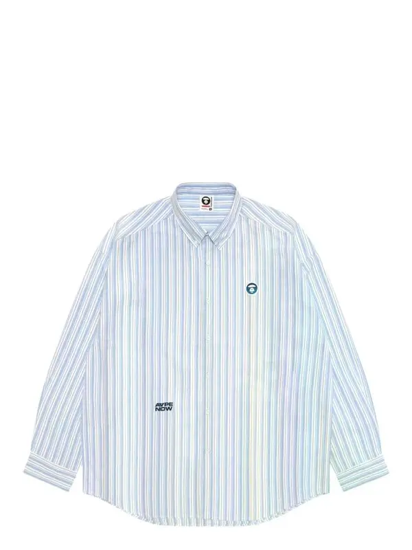 AAPE BY *A BATHING APE Striped Cotton Shirt - Blue