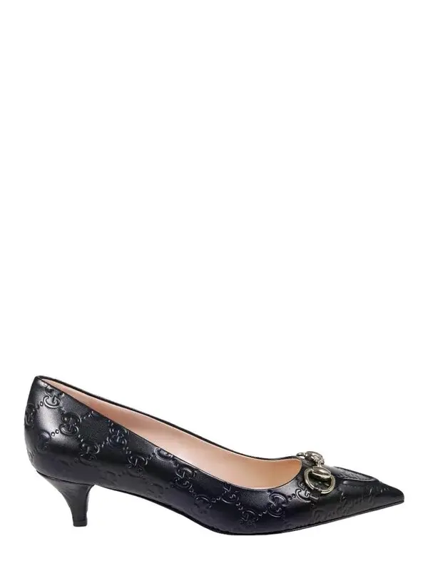Gucci 45mm Horsebit Heeled Pumps - Black