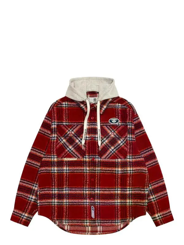 AAPE BY *A BATHING APE® Hooded Checked Shirt - Red