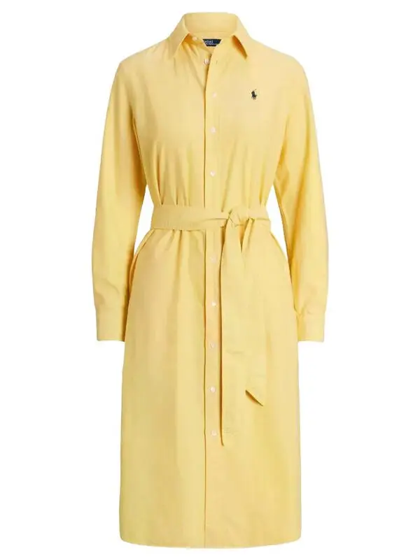 Polo Ralph Lauren Belted Midi Shirt Dress - Yellow