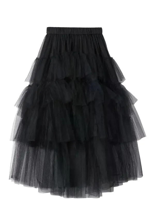 Simone Rocha Tiered Ribbon Midi Skirt - Black