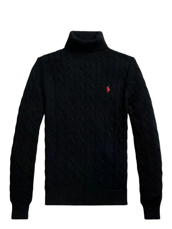 Polo Ralph Lauren Cable-knit Turtleneck Sweater - Black