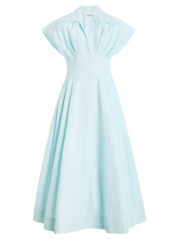Simkhai Farlow Cotton Faille Midi Dress - Blue