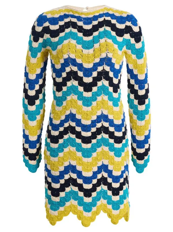 Escvdo Victoria Cotton Crochet Mini Dress - Blue