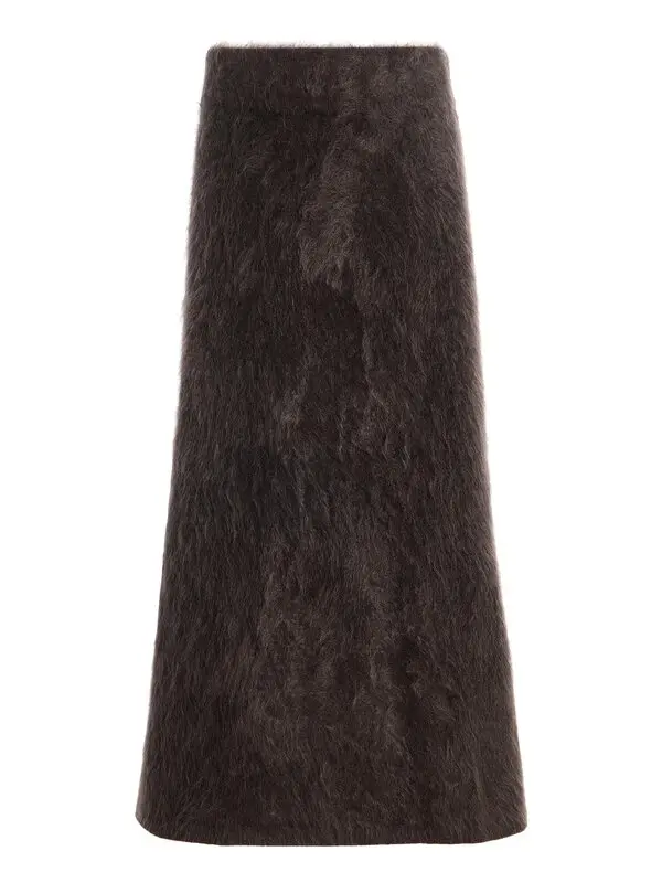 LISA YANG Asta Brushed Cashmere Midi Skirt - Brown