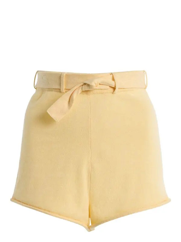 LA PORTE Cotton-cashmere Hot Shorts - Yellow