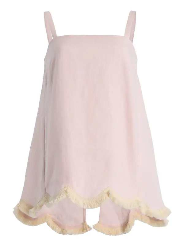 Posse Essie Fringed Linen Top - Pink