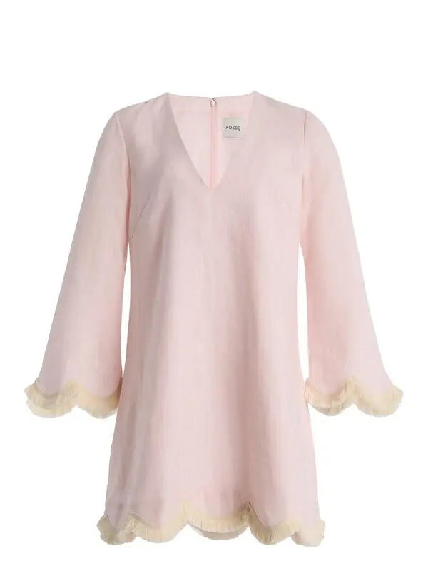 Posse Essie Fringed Linen Kaftan - Pink