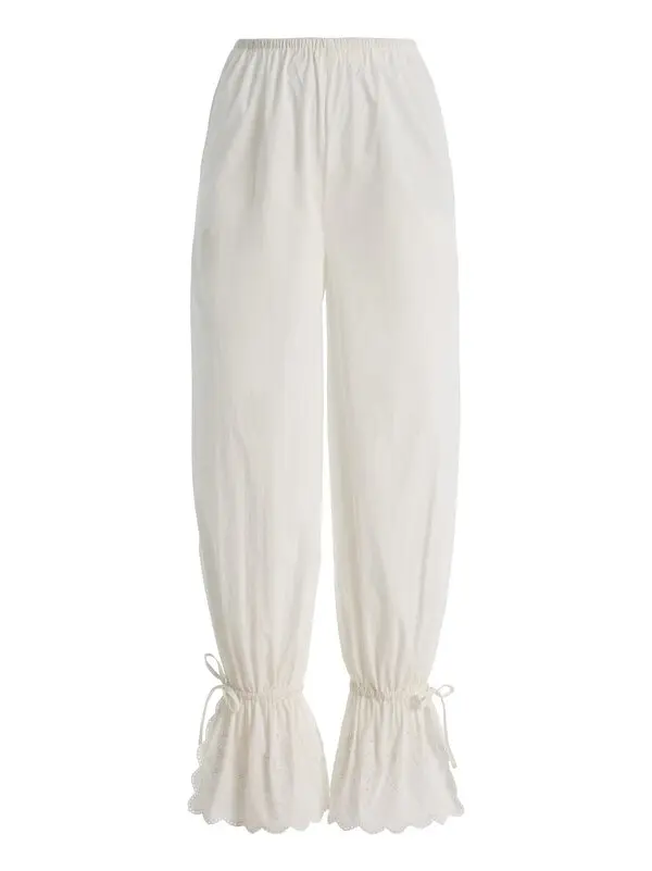 Posse Lois Broderie Anglaise Cotton Balloon Pants - White