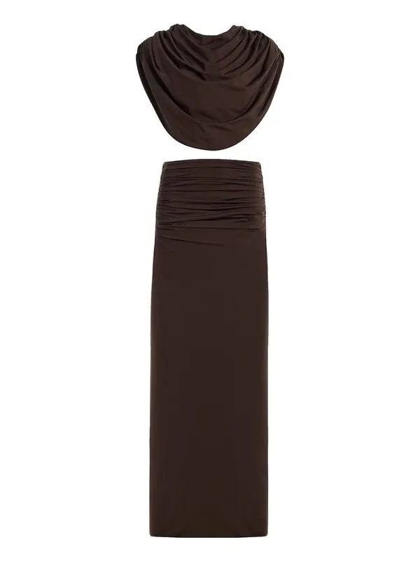 MAYGEL CORONEL Amalra Jersey Skirt Set - Brown