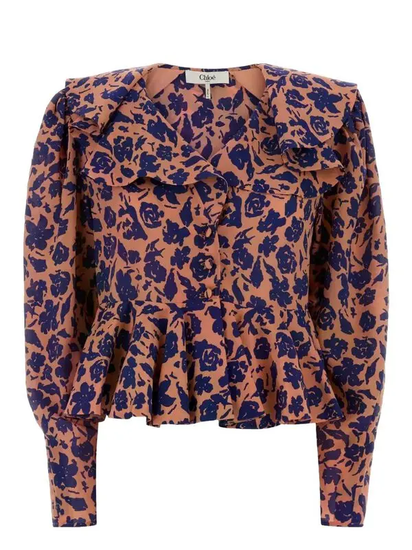 Chloé V-neck Ruffled Blouse - Brown