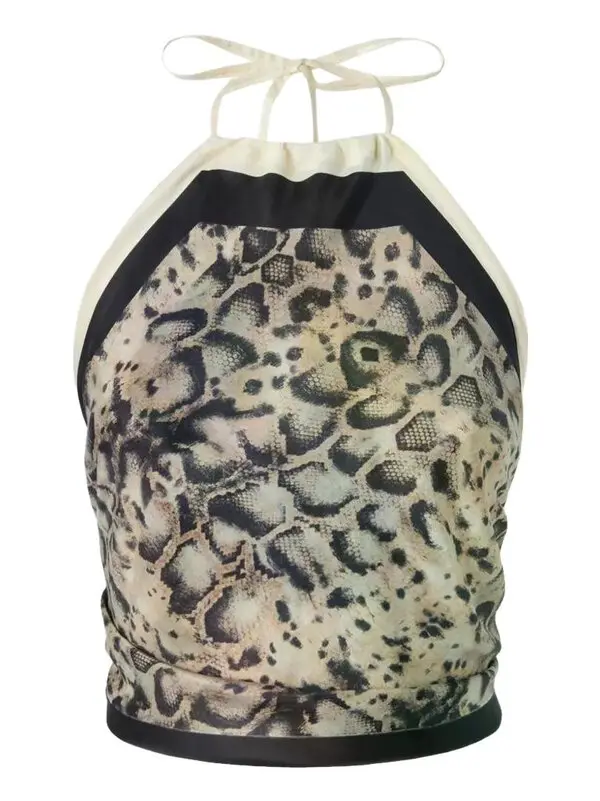 Pinko Tie-detail Animal-print Blouse - Neutrals