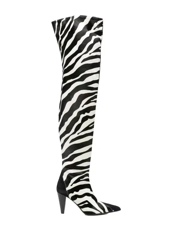 Khaite Zebra-print Over-the-knee Boots - White