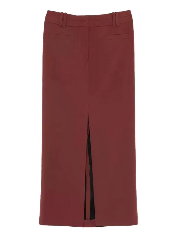 Patrizia Pepe Logo-detail Midi Skirt - Brown