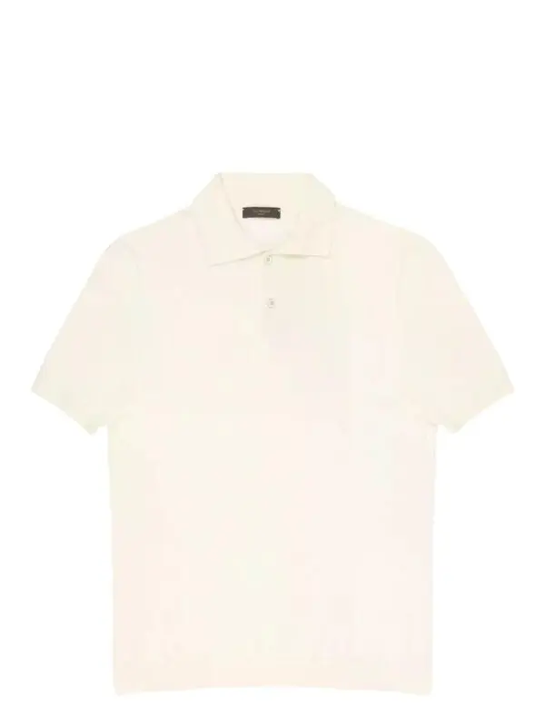 ZANONE Bouclé Short-sleeve Polo Shirt - White