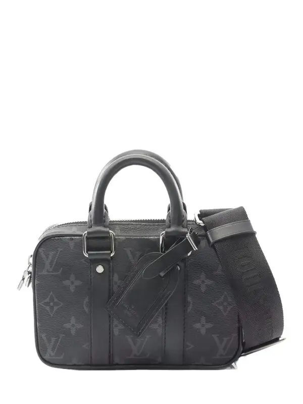 LOUIS VUITTON 2021-2026 Monogram Eclipse Nano Porte Documents Voyage Satchel - Black